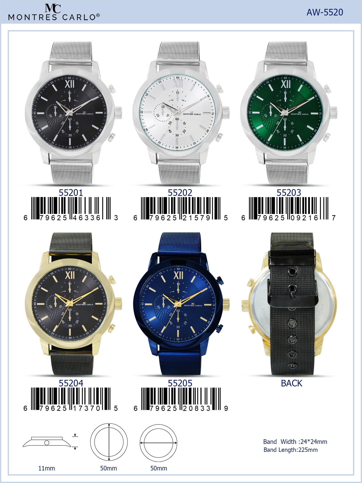 5520-Montres Carlo Metal Band Watch – AkzanWholesale