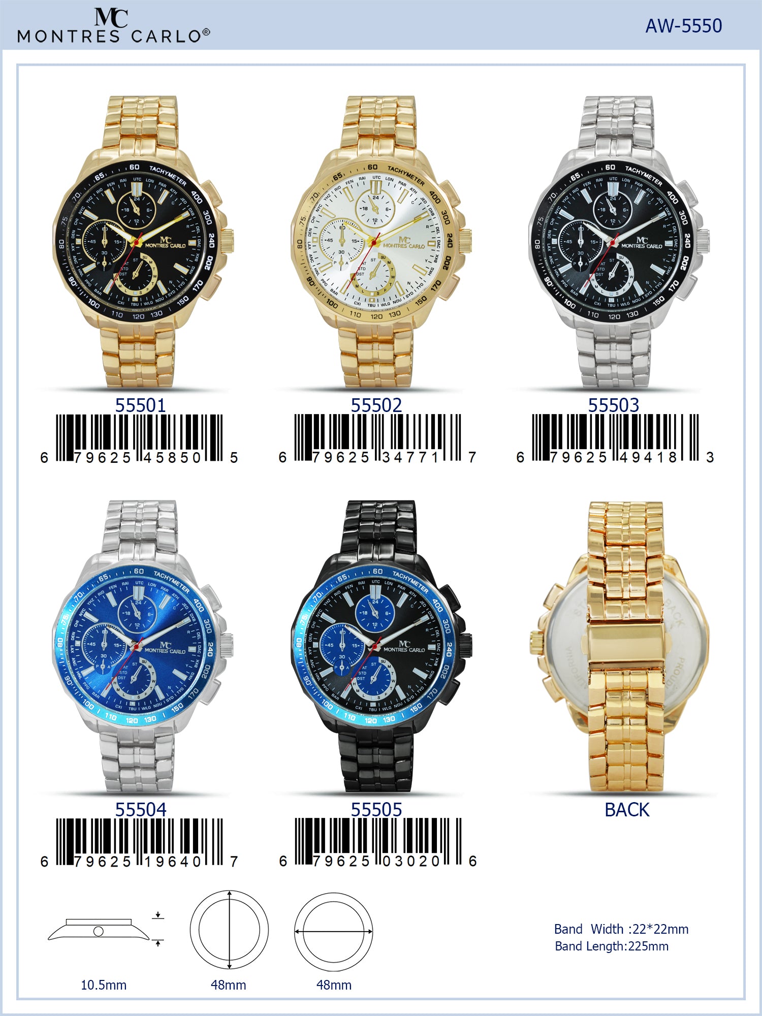 5550-Montres Carlo Metal Band Watch – AkzanWholesale