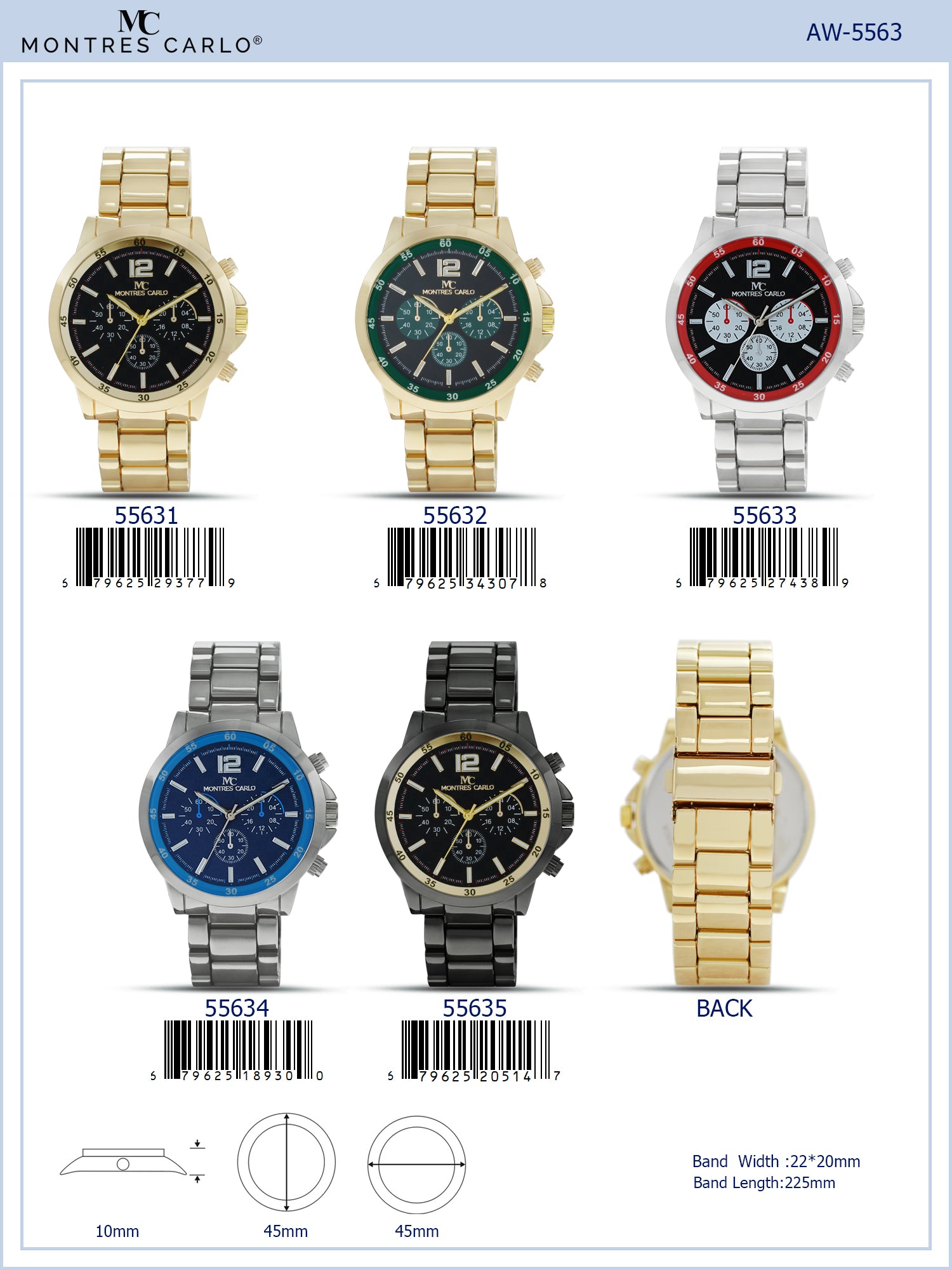 5563-Montres Carlo Metal Band Watch – AkzanWholesale